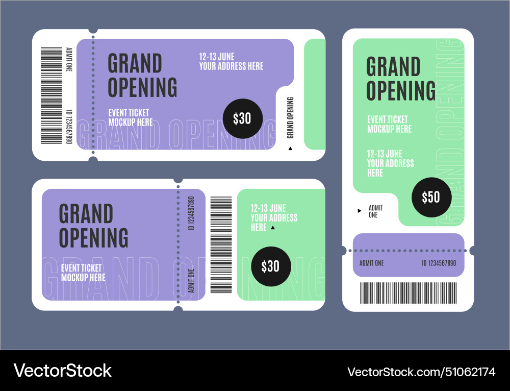 Realistic detailed 3d grand opening event ticket Vector Image