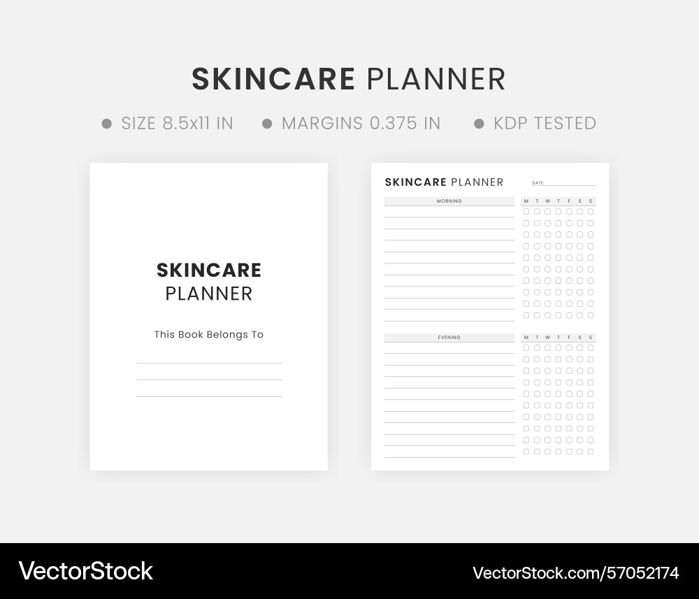 Skincare routine planner template printable Vector Image