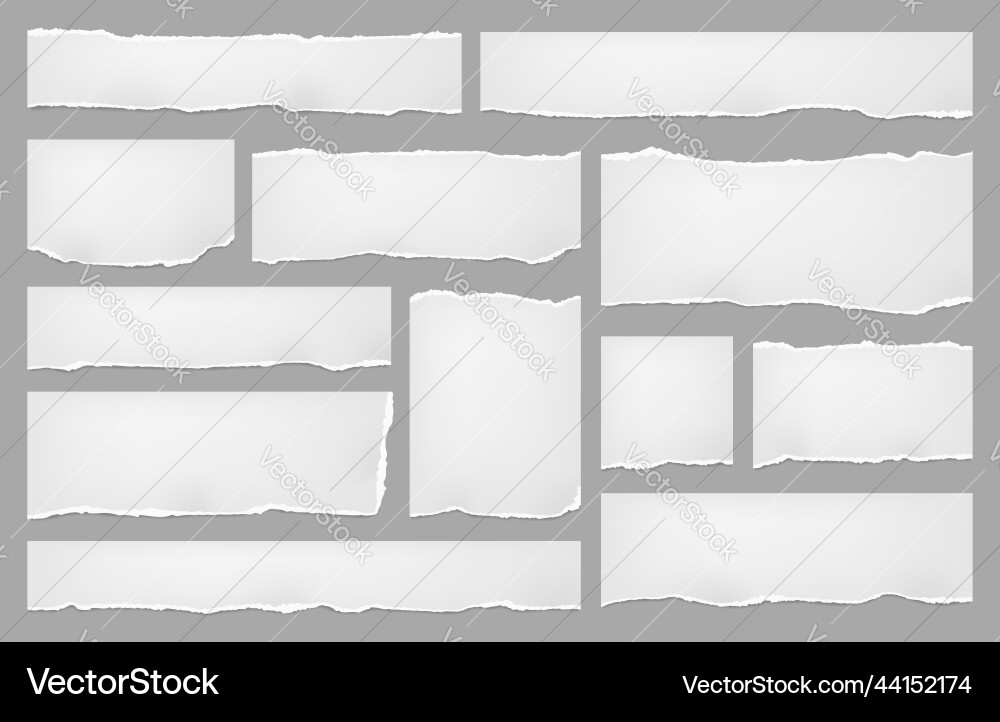 White torn paper sheets note page ripped scraps Vector Image
