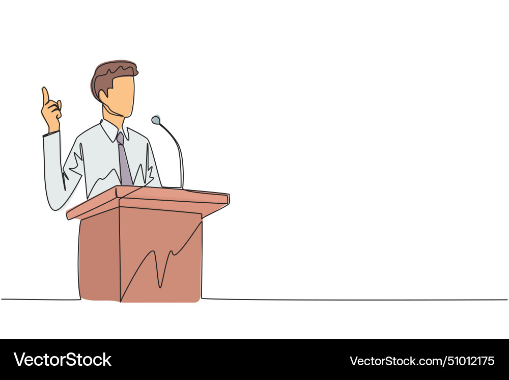 Continuous one line drawing young businessman Vector Image