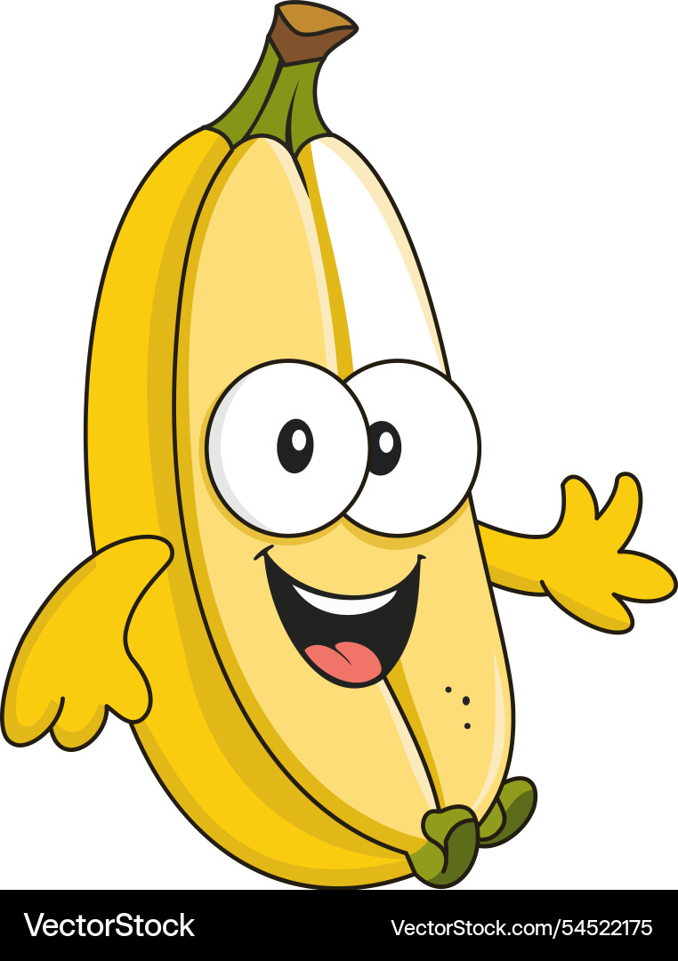Flat of cheerful banana Royalty Free Vector Image