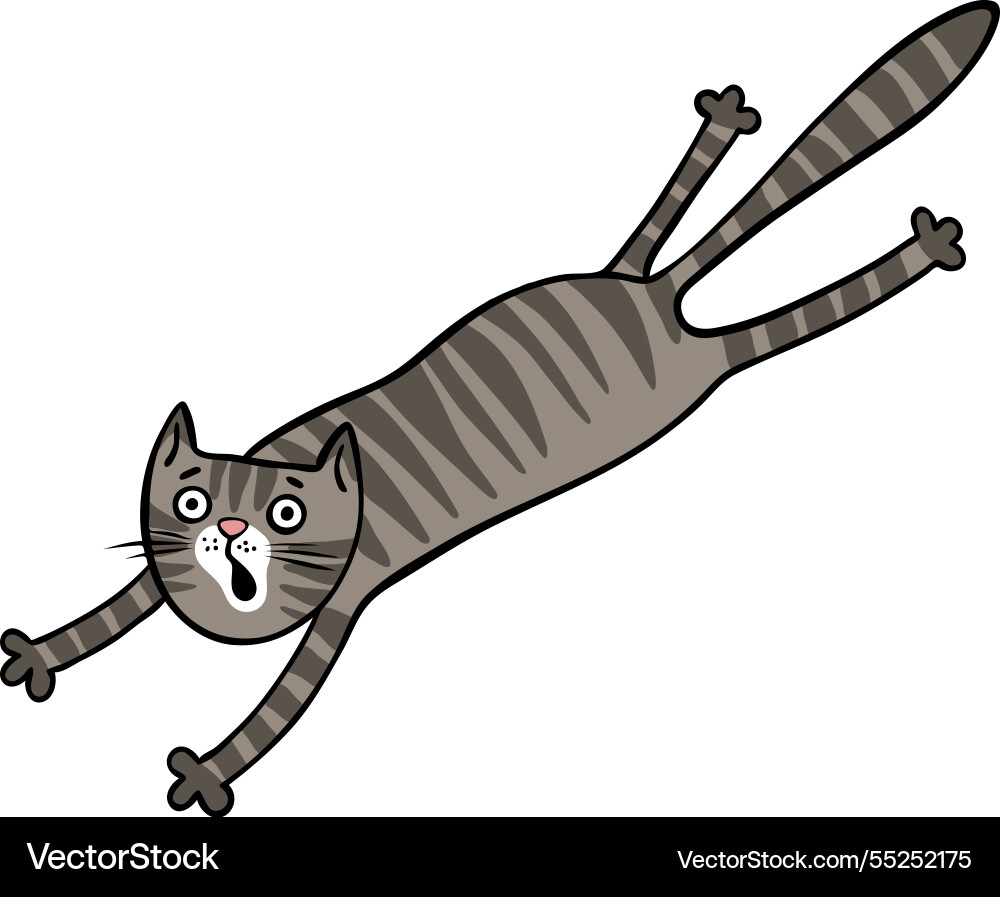 Funny jumping isolated cartoon cat Royalty Free Vector Image