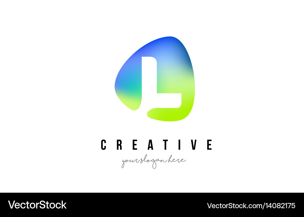 L letter logo design with oval green blue shape Vector Image