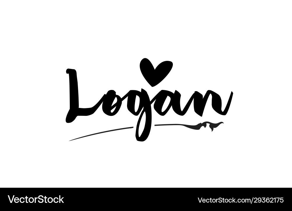 Logan name text word with love heart hand written Vector Image
