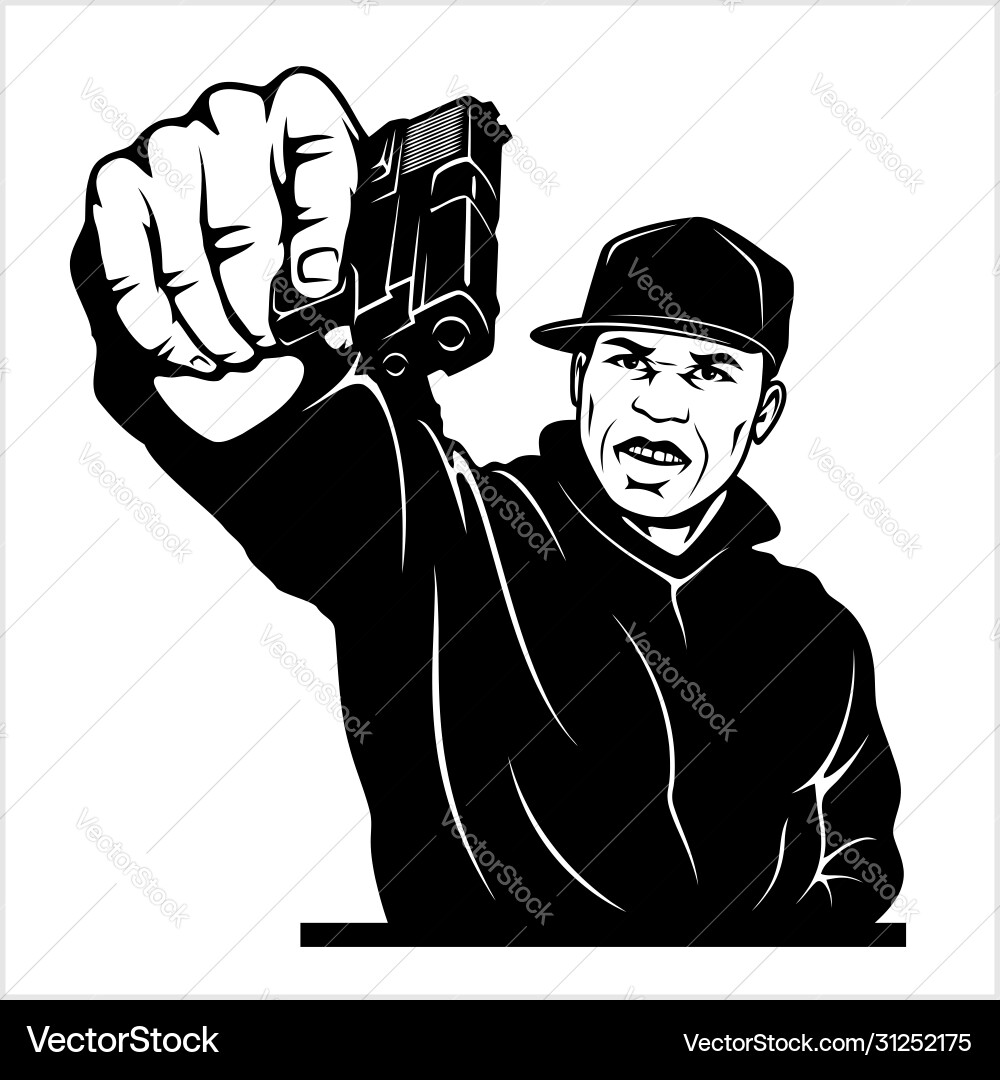 Man with gun ghetto warriors Royalty Free Vector Image