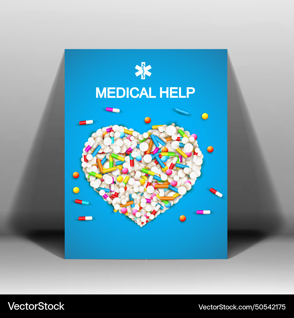 Medical care blue poster Royalty Free Vector Image