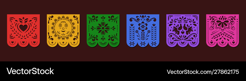 Papel Picado Mexican Fiesta Decorations Royalty Free Vector