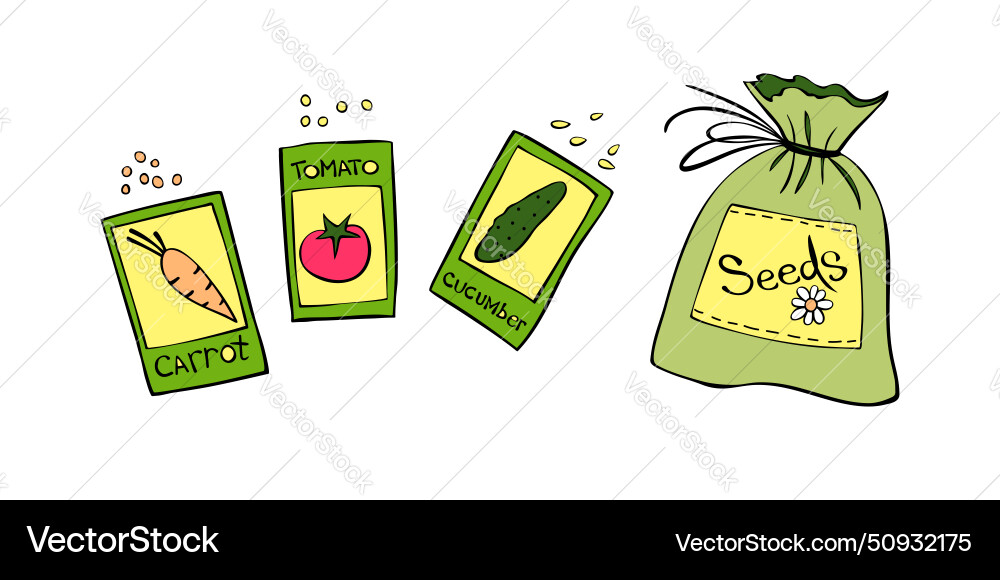 Set pouch of seeds Royalty Free Vector Image - VectorStock