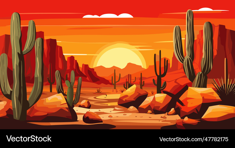 Texas Desert Sunset Royalty Free Vector Image - VectorStock