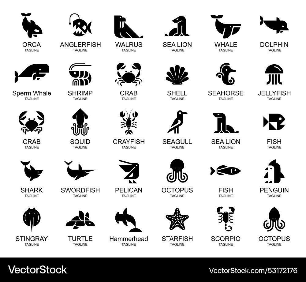 Animals logos collection Royalty Free Vector Image