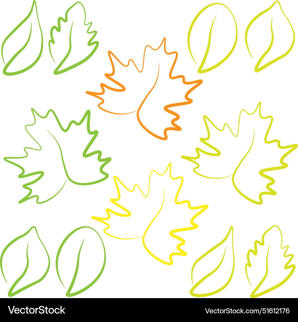 Autumn orange green yellow leaves Royalty Free Vector Image
