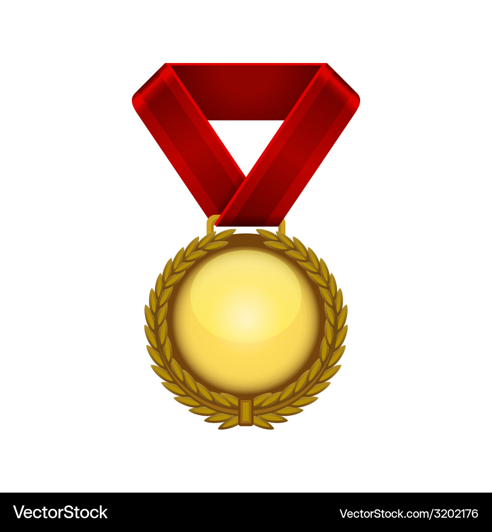 Champion gold medal with red ribbon Royalty Free Vector