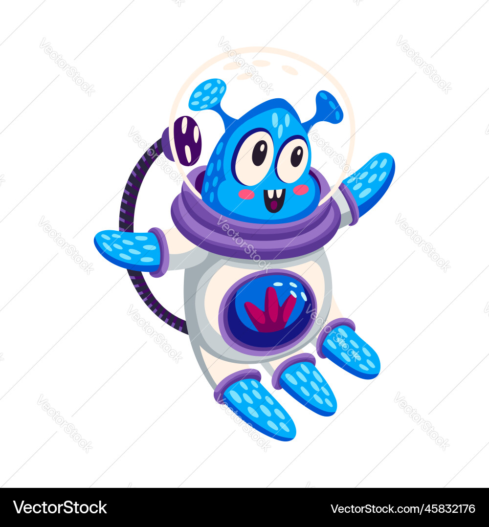 Cosmo isoliert Cartoon Kinder Alien Charakter Vektorbild