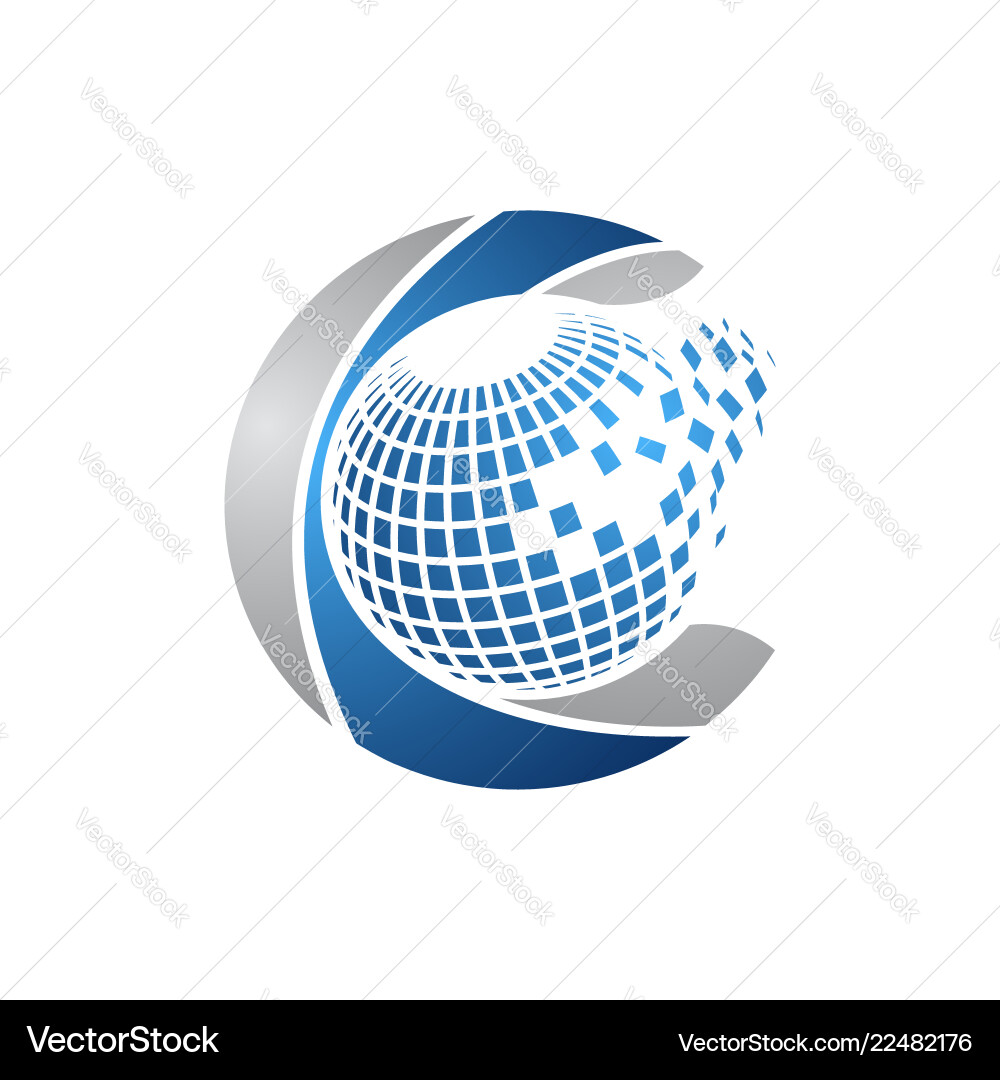 Creative abstract 3d pixel sphere logo design Vector Image