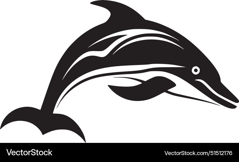 Delfine - schwarz-weiß isolierte Ikone Lizenzfreier Vektor