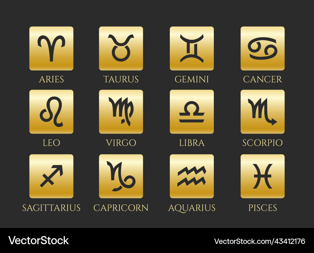 Golden horoscope signs Royalty Free Vector Image
