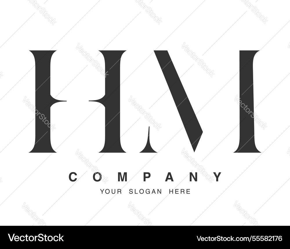 Hm logo design initial letter h and m serif font Vector Image