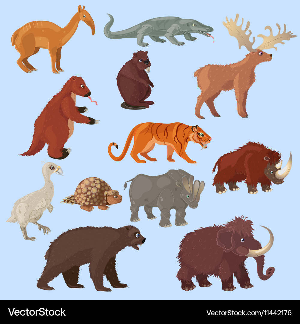 Ice age animals set Royalty Free Vector Image - VectorStock
