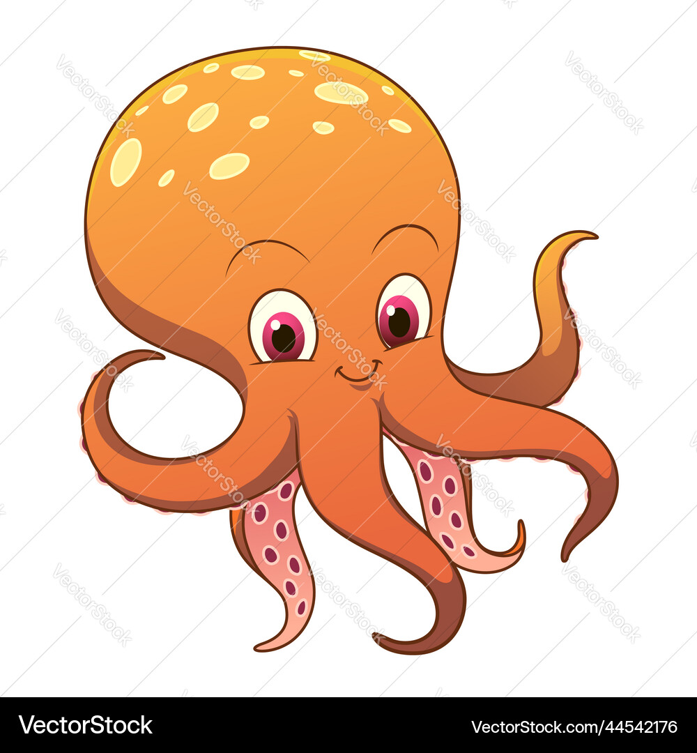 Little octopus cartoon animal Royalty Free Vector Image