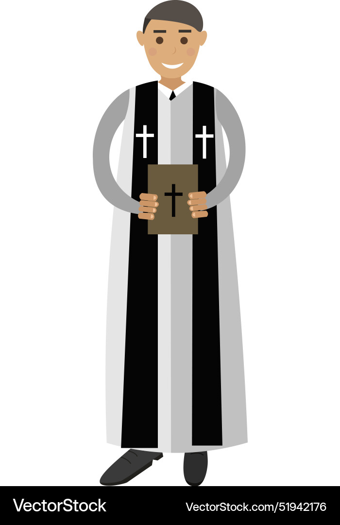 Priest in uniform with bible icon isolated Vector Image