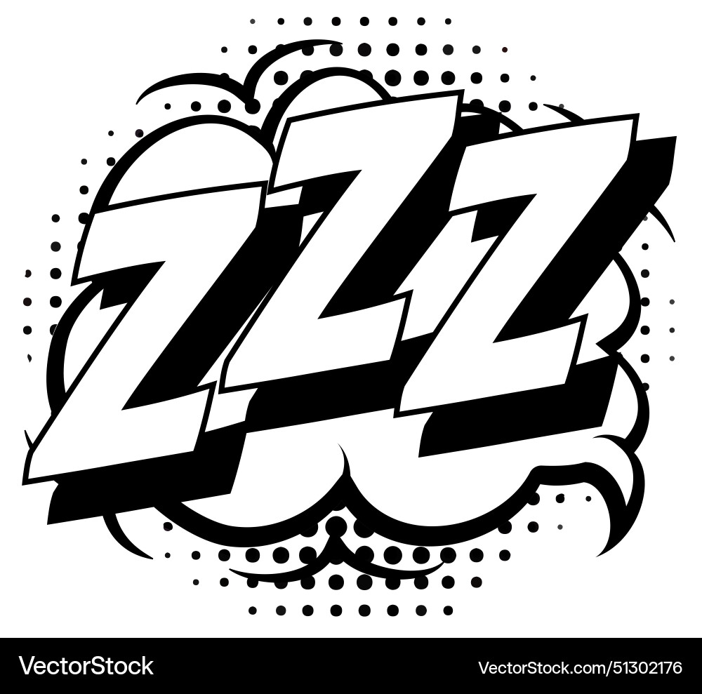 Zzz pop art style black white color Royalty Free Vector