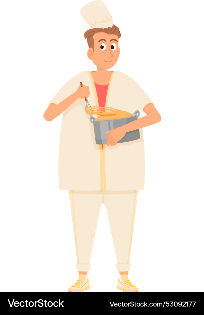 Chef make dough bakery preparation cartoon icon Vector Image