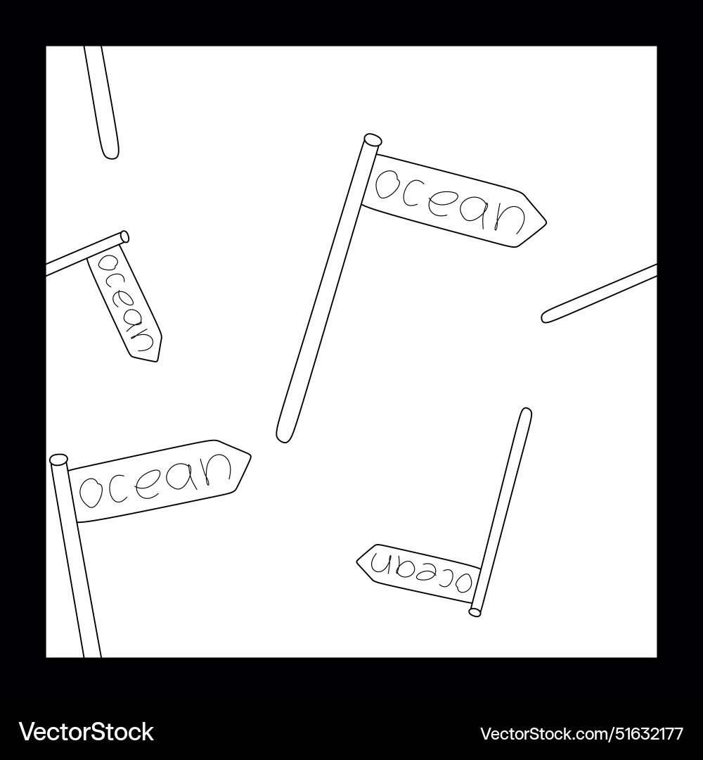 Hand writing words ocean on direction sign pattern