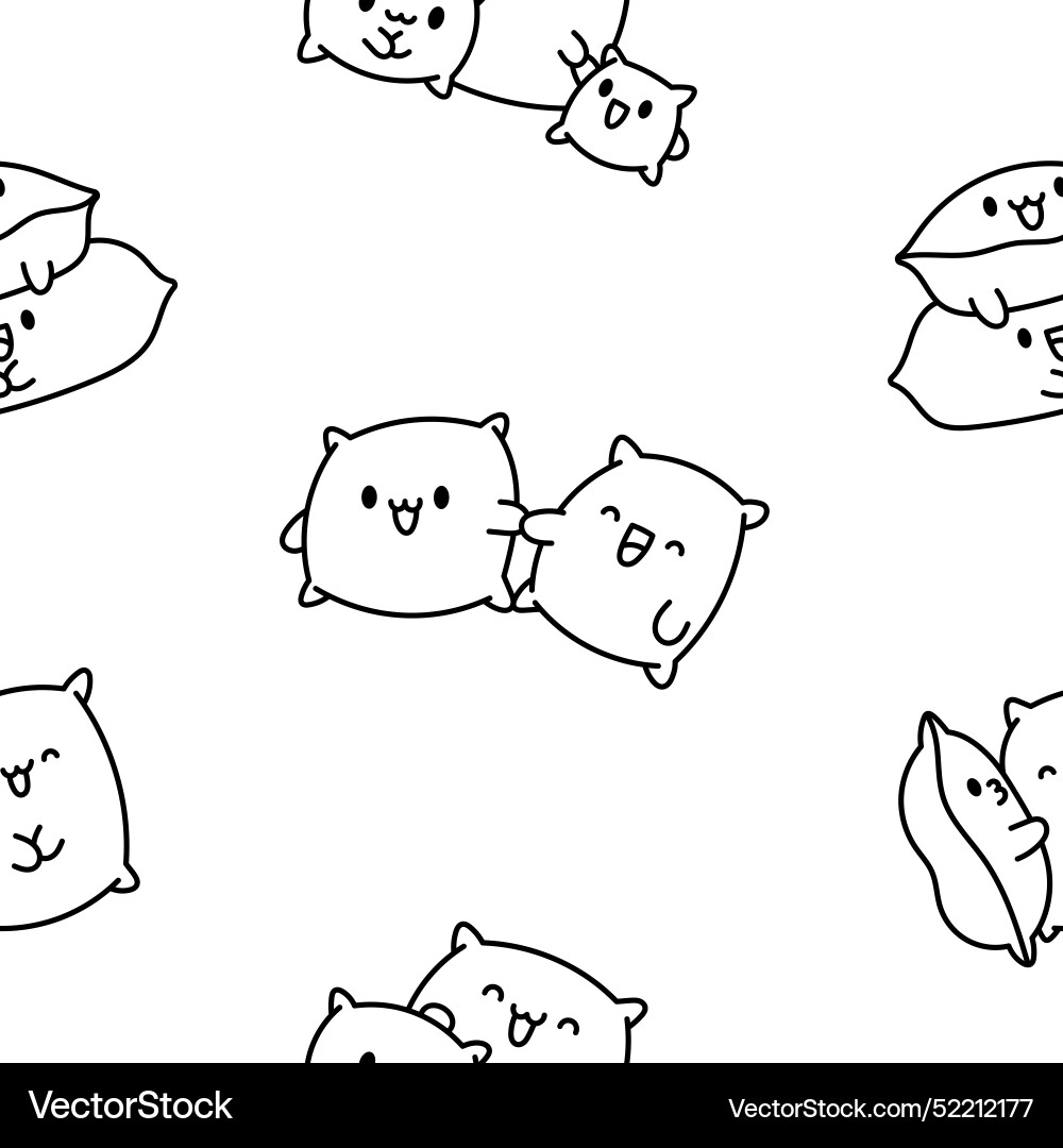 Kawaii pillow with cute face coloring page Vector Image