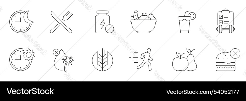 Nutrition Line Icons - Wellness & Diet Vector Image