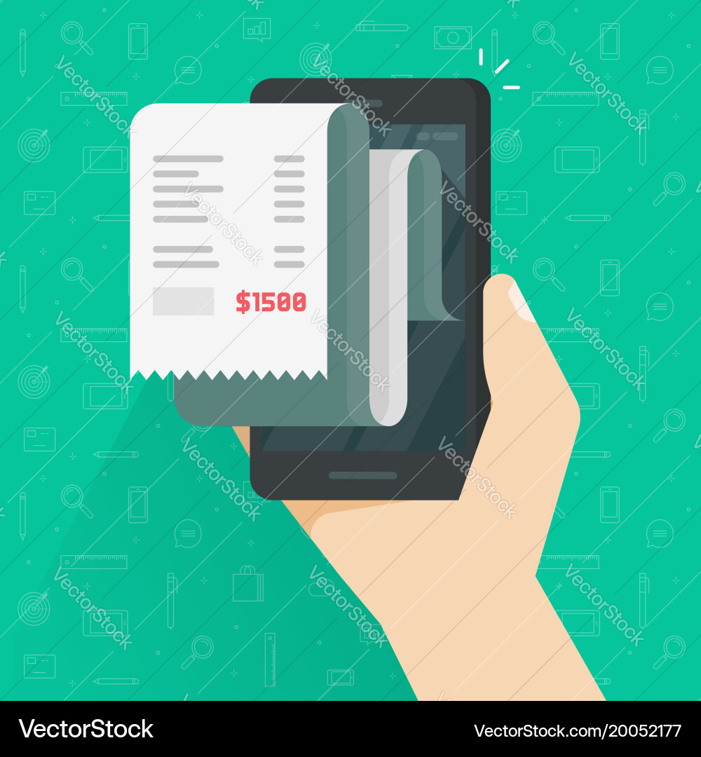 Receipt bill on smartphone Royalty Free Vector Image