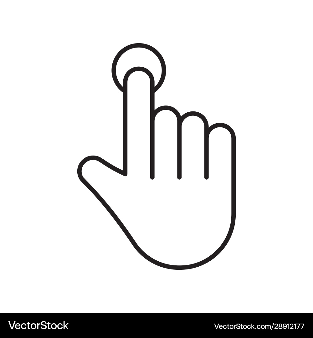 Right hand icon linear image for touch control Vector Image