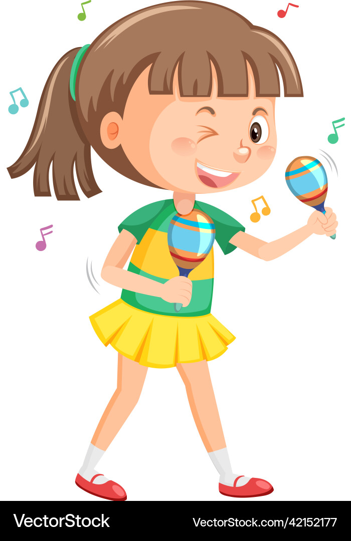 Süße Mädchen Cartoon halten Mikrofon singen Vektorbild