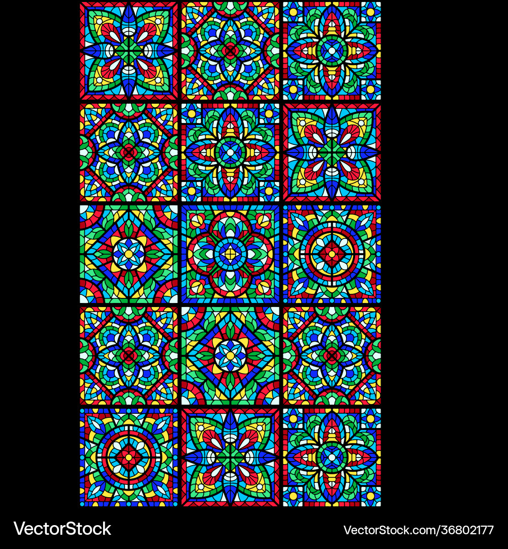 Stained-glass window with colored piece Royalty Free Vector