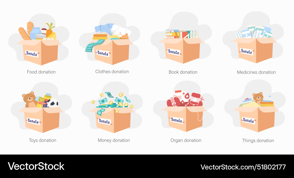 Various donation boxes Royalty Free Vector Image