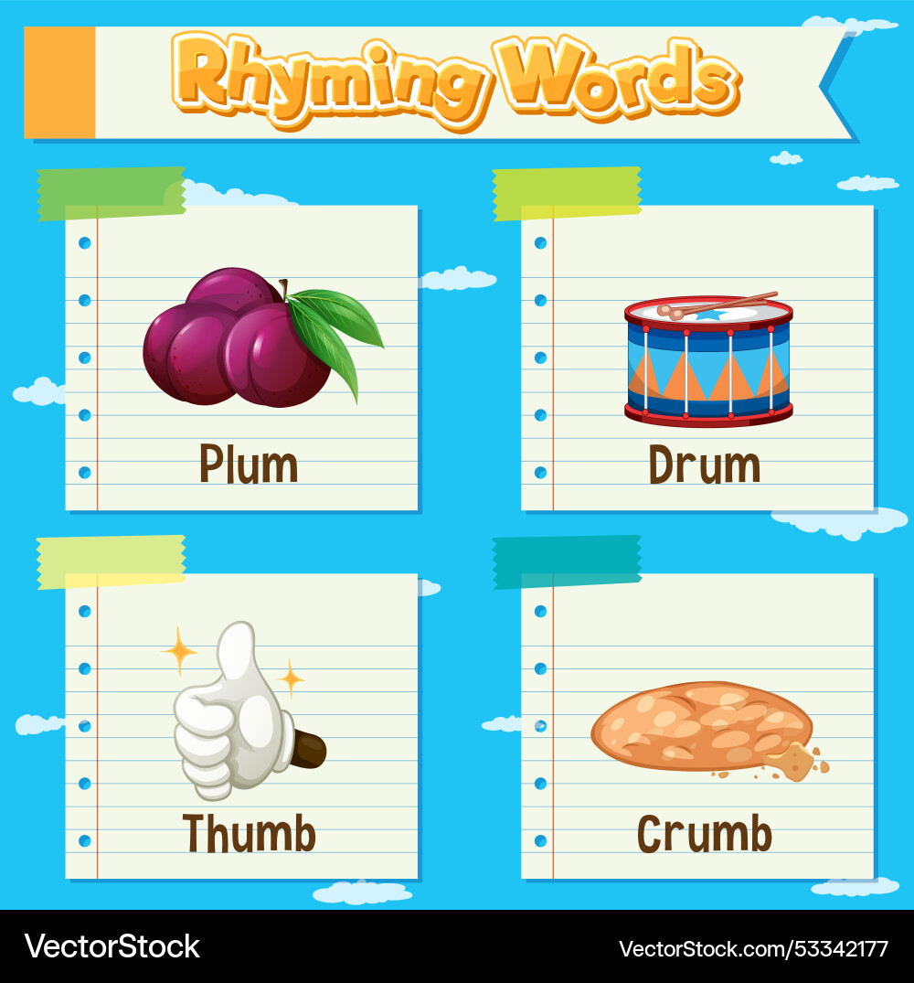 Words that rhyme with images Royalty Free Vector Image