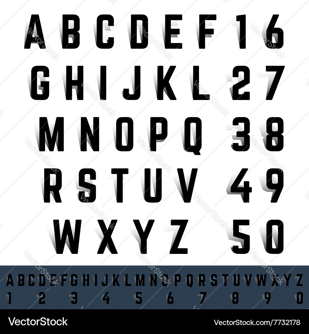 Alphabet shadow template Royalty Free Vector Image