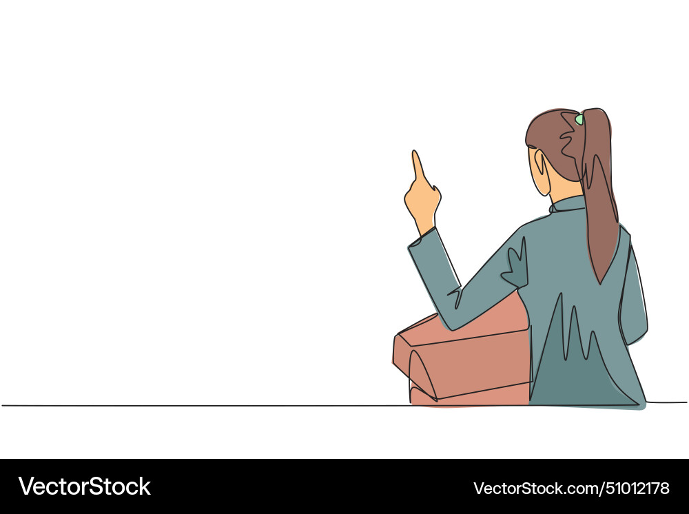 Continuous one line drawing from back view young Vector Image