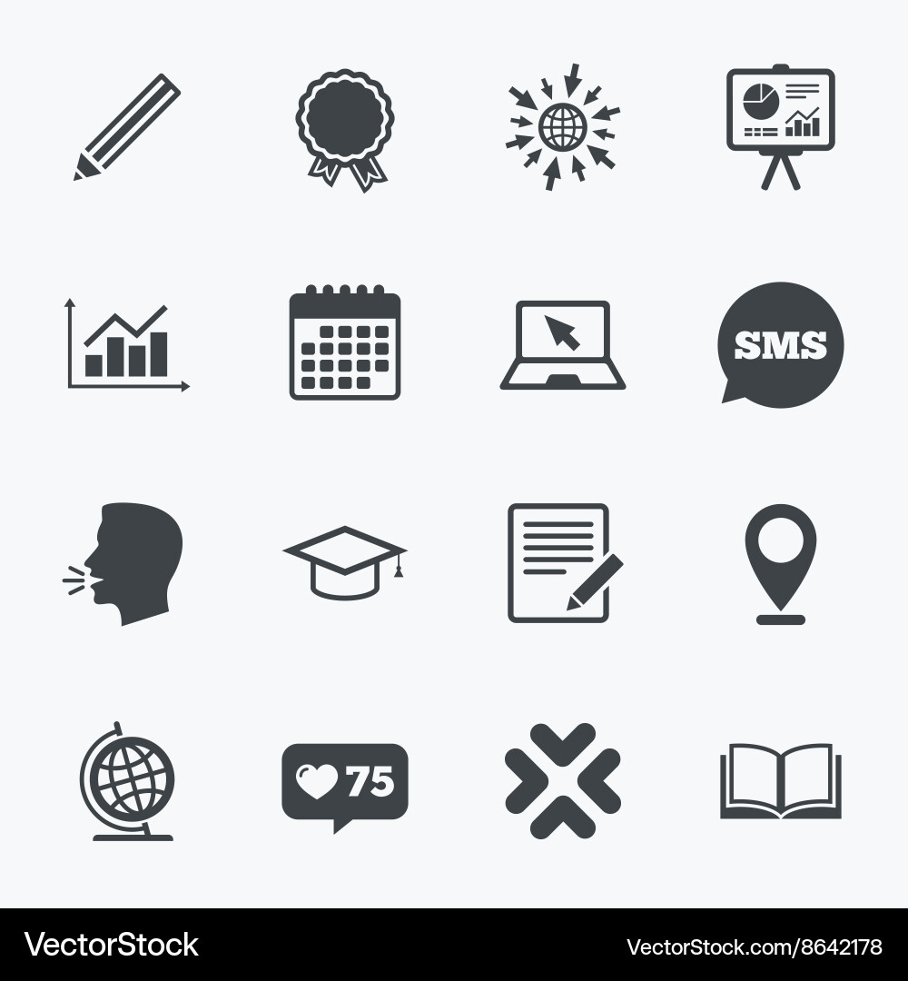 Education and study icon presentation signs Vector Image