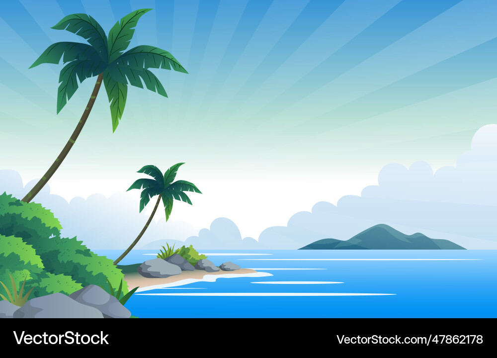 Forest with beach background Royalty Free Vector Image