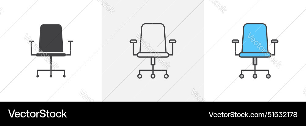 Office chair icon set employee work desk chair Vector Image