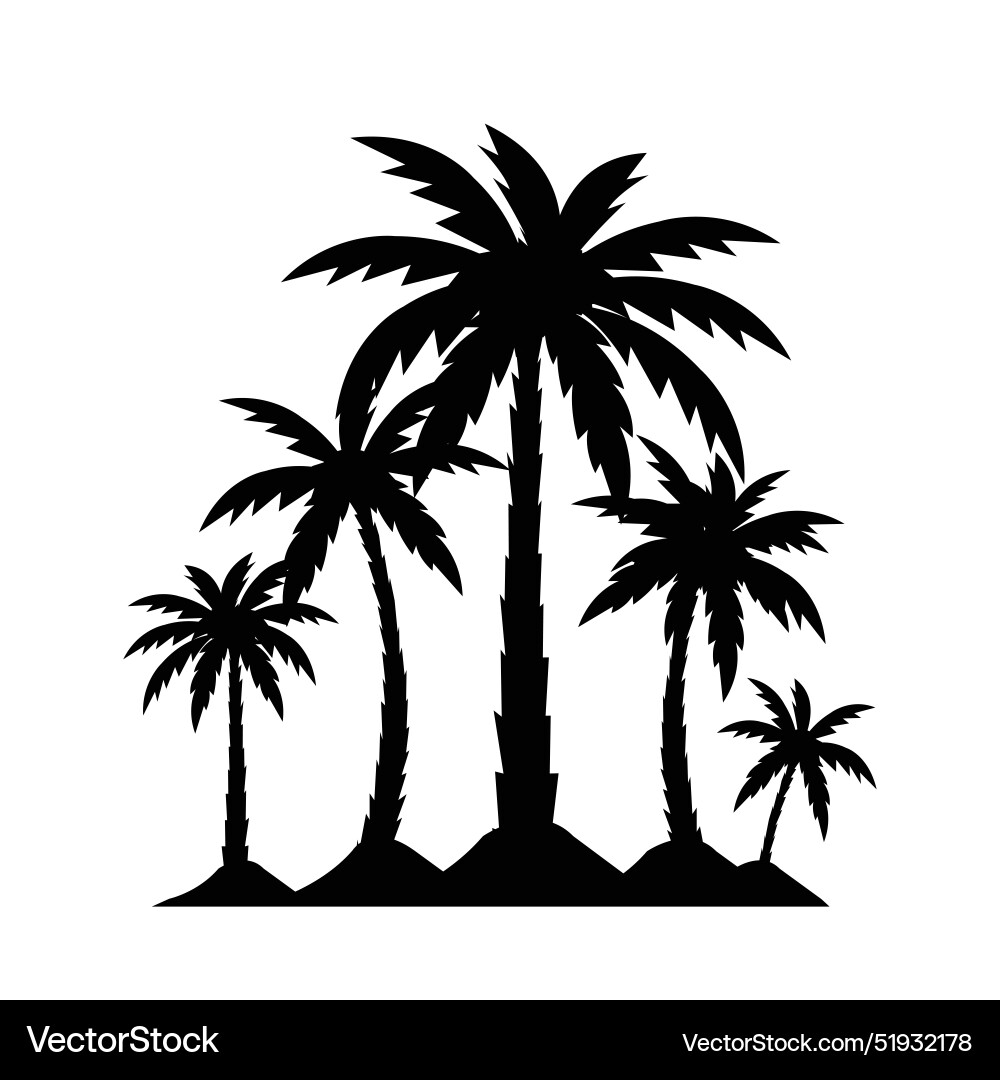 Palm tree border and isolated white background Vector Image
