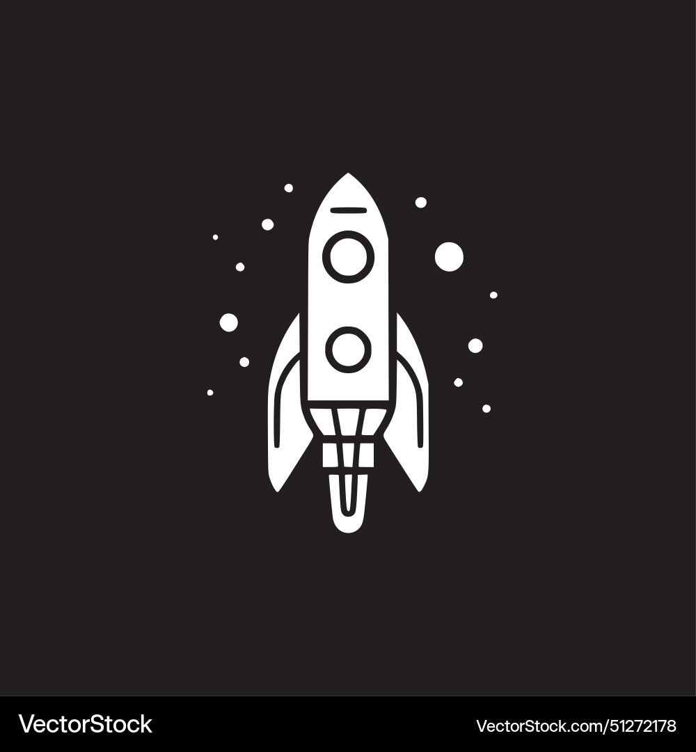 Rocket - black and white isolated icon Royalty Free Vector
