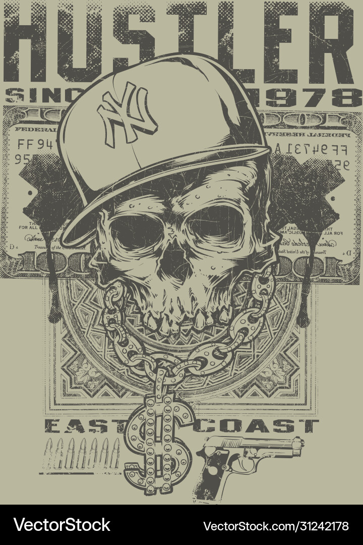 Skull Chain Hustle Royalty Free Vector Image - VectorStock