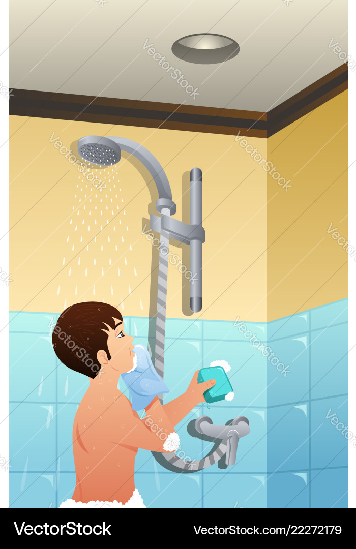 Boy taking shower Royalty Free Vector Image - VectorStock