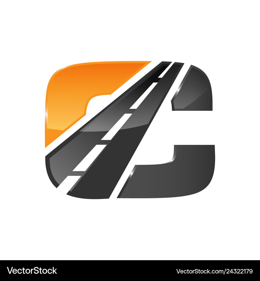 C letter road construction creative symbol layout Vector Image