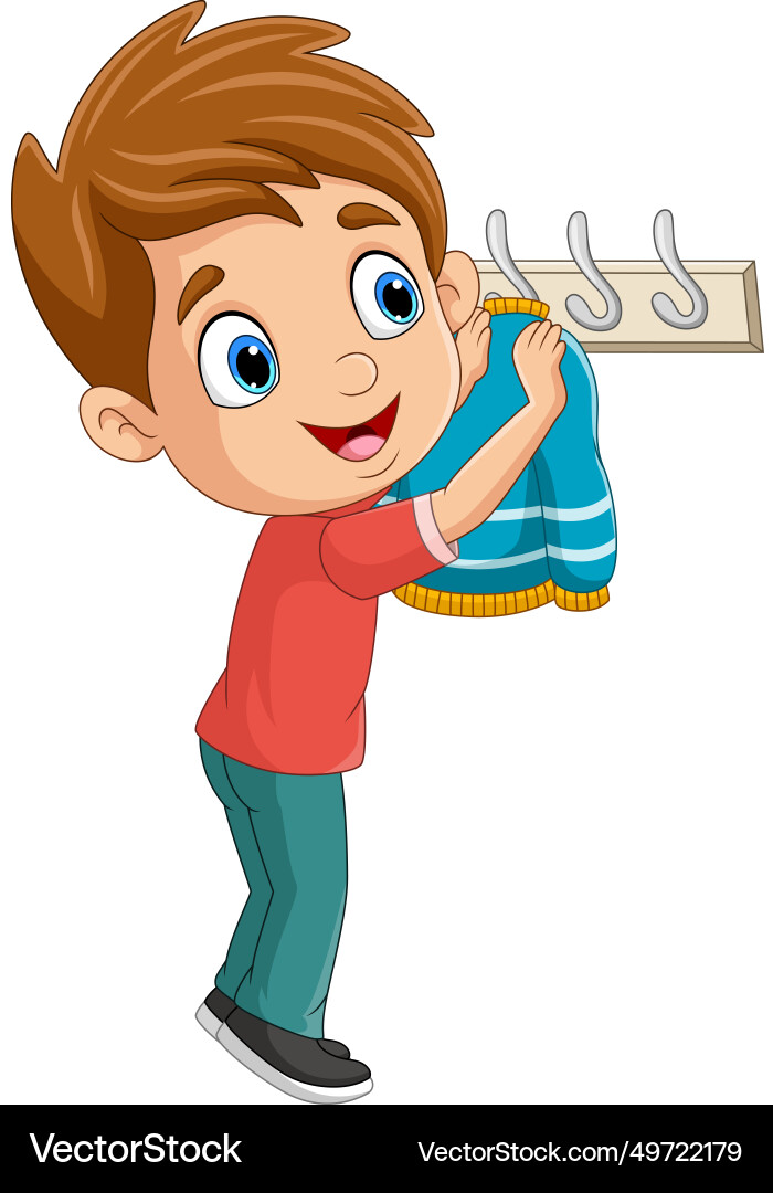 Cartoon Boy Hanging Laundry Royalty Free Vector Image