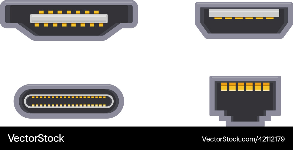 Collection cable connectors adapters usb chargers Vector Image