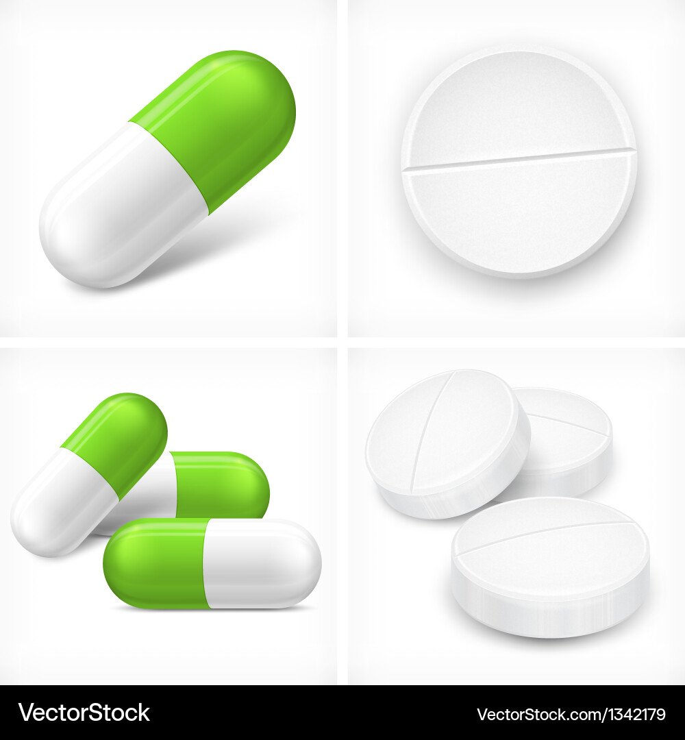 Different pills on white Royalty Free Vector Image