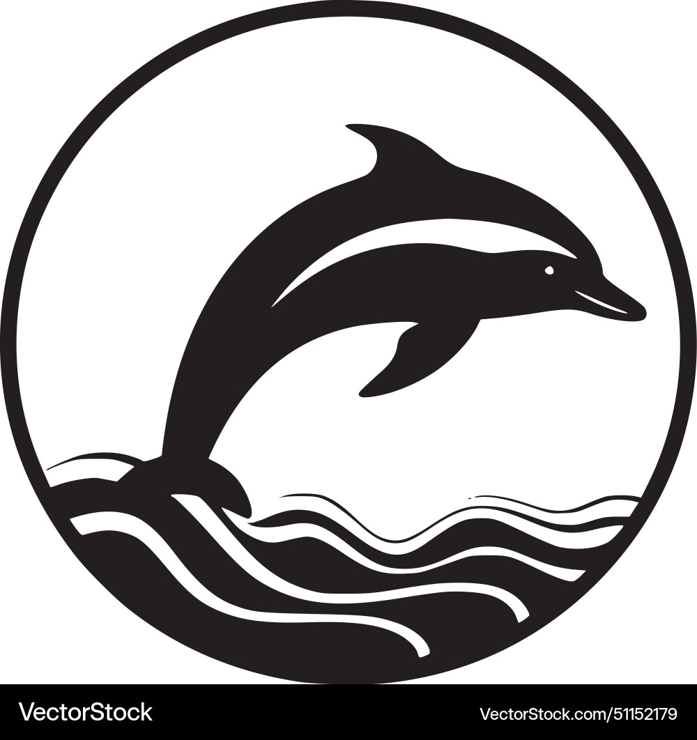 Dolphin - black and white Royalty Free Vector Image