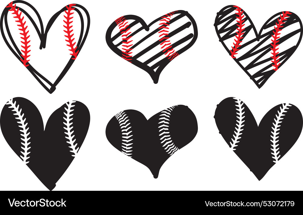 Heart baseball cut file love sport Royalty Free Vector Image